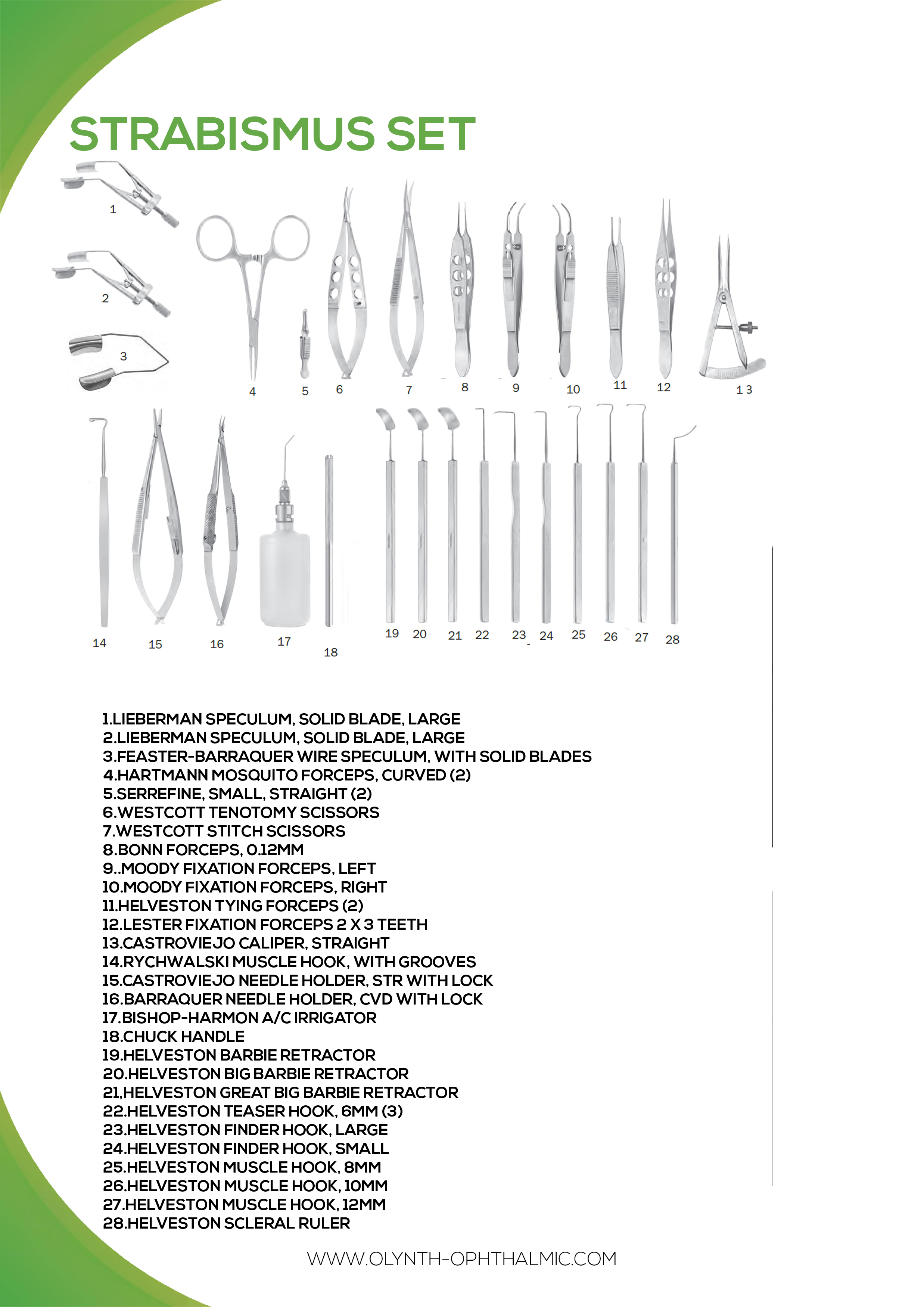 Strabismus Surgery Set - Olynth Instruments